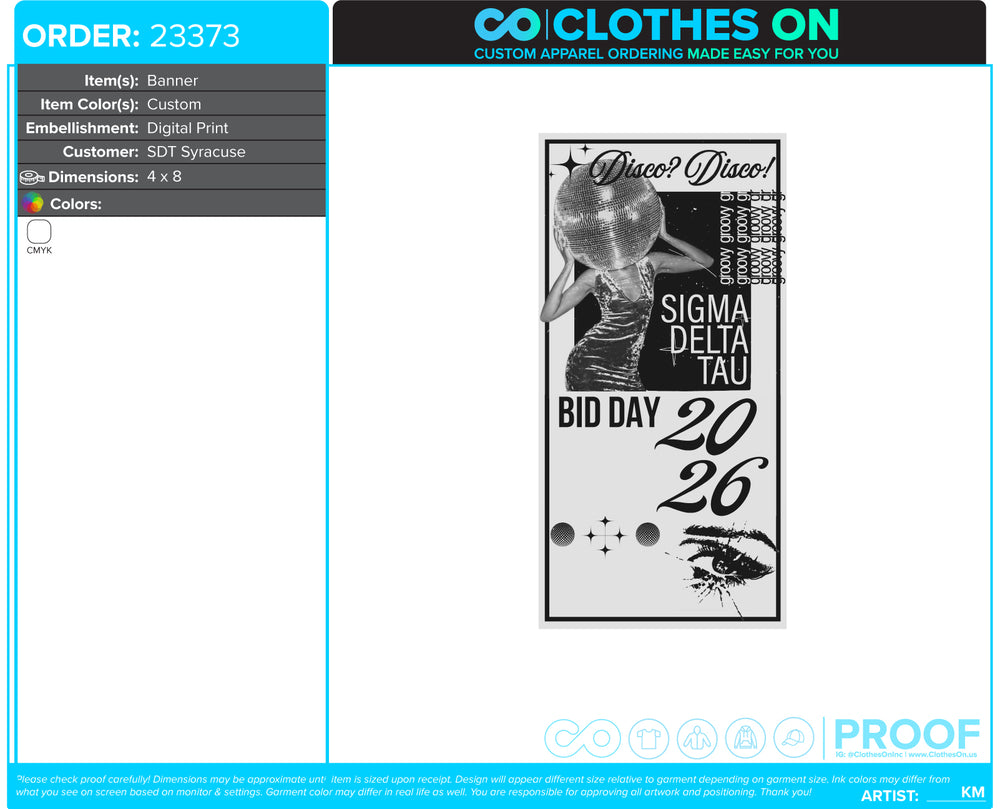 Syracuse SDT Spring 2026 Bid Day Banners-Half Balance – Clothes On